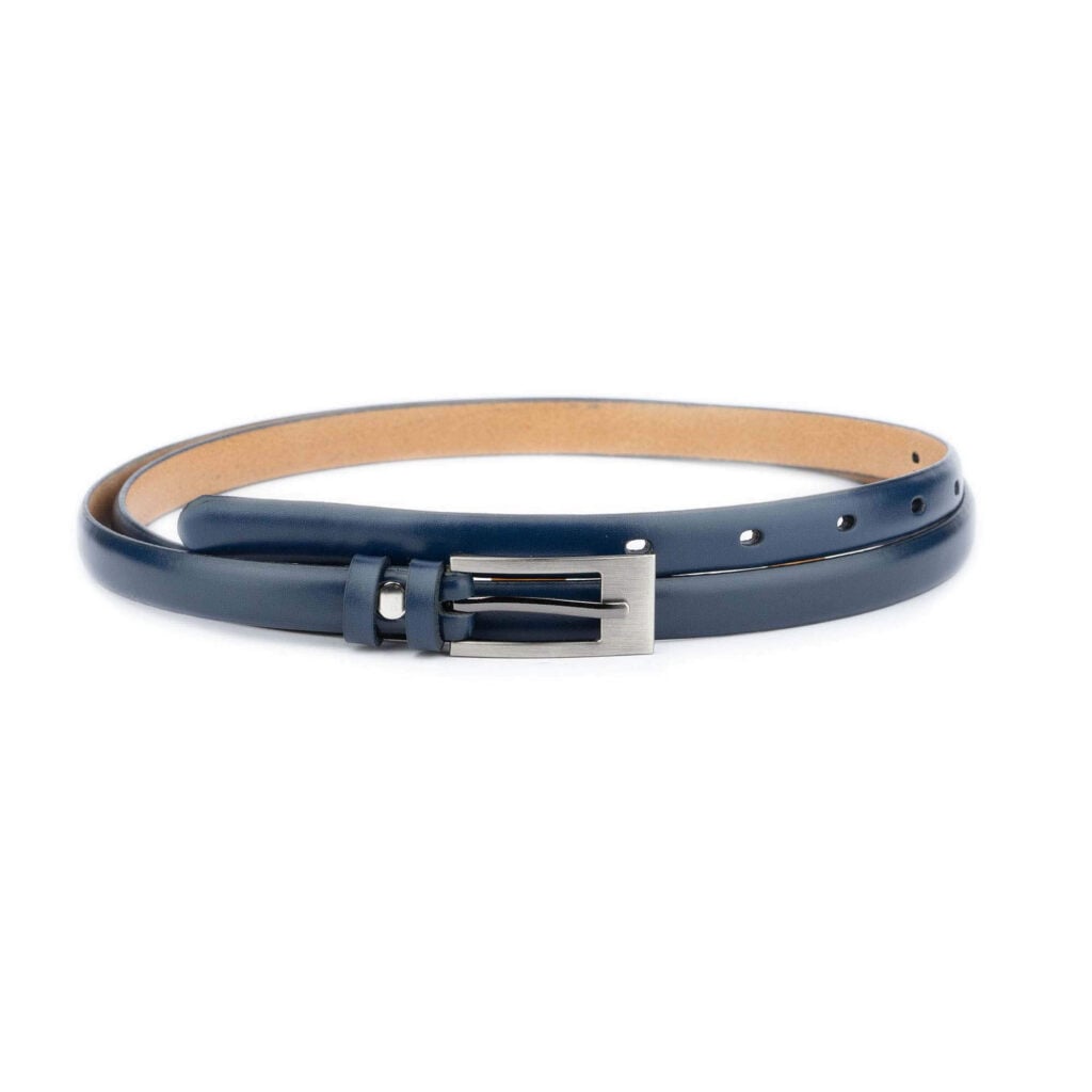 Buy Blue Skinny Leather Belt For Ladies - LeatherBeltsOnline.com