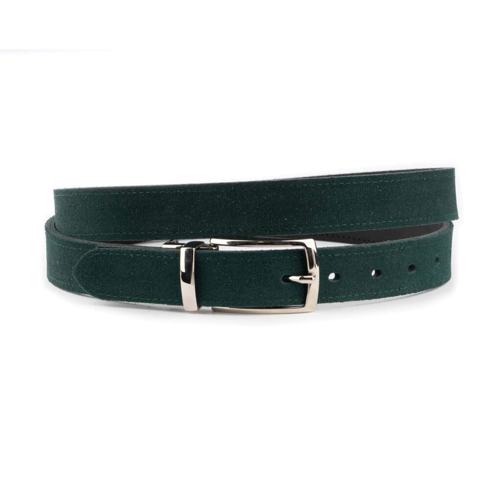 Buy Dark Green Suede Mens Leather Reversible Belt - LeatherBeltsOnline.com
