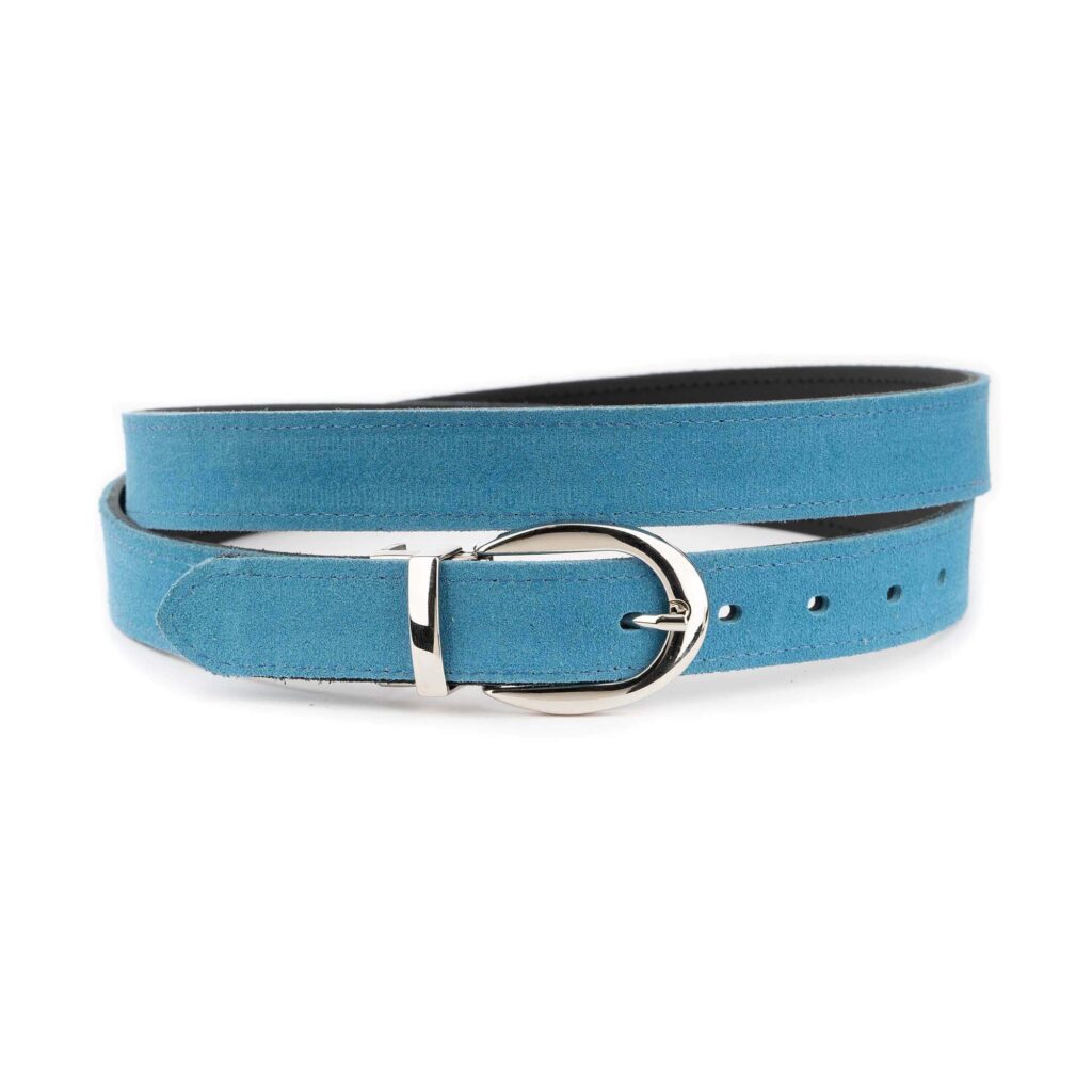 Buy Sky Blue Suede Reversible Belt Women Real Leather ...