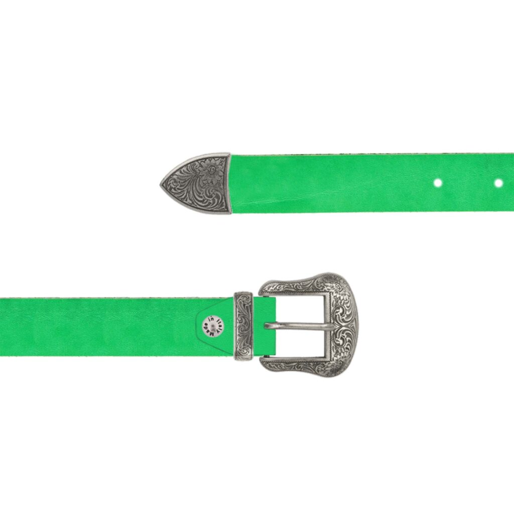 Buy Western Belt Women Apple Green Nubuck Leather 1 Inch Wide ...