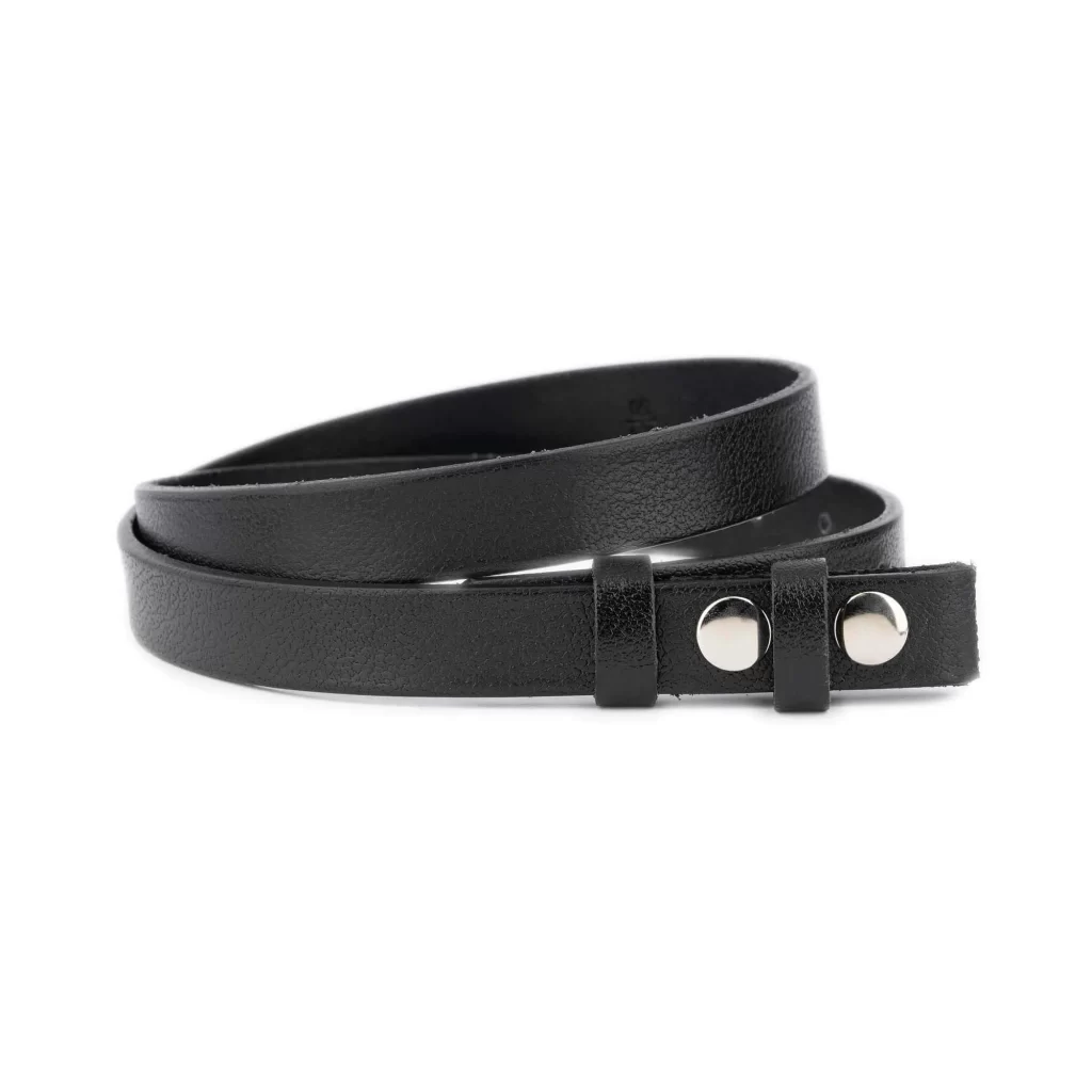 Buy 1 Inch Black Buffalo Leather Belt With Snap Buttons For Changeable ...