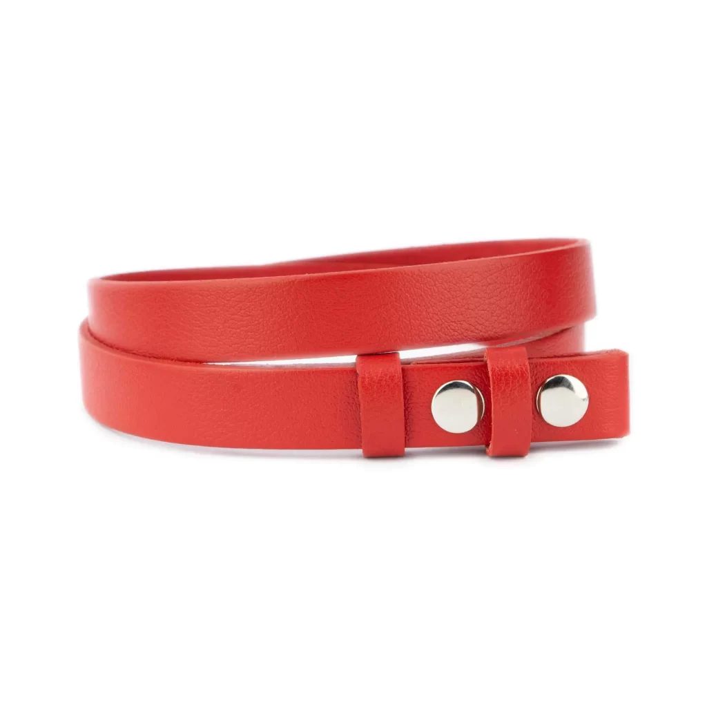 Buy 1 Inch Red Buffalo Leather Belt With Snap Buttons For Changeable ...
