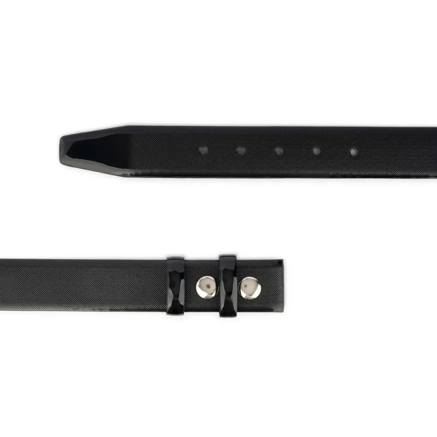 Black Patent Snap Belt Vegan Leather - LeatherBeltsOnline.com