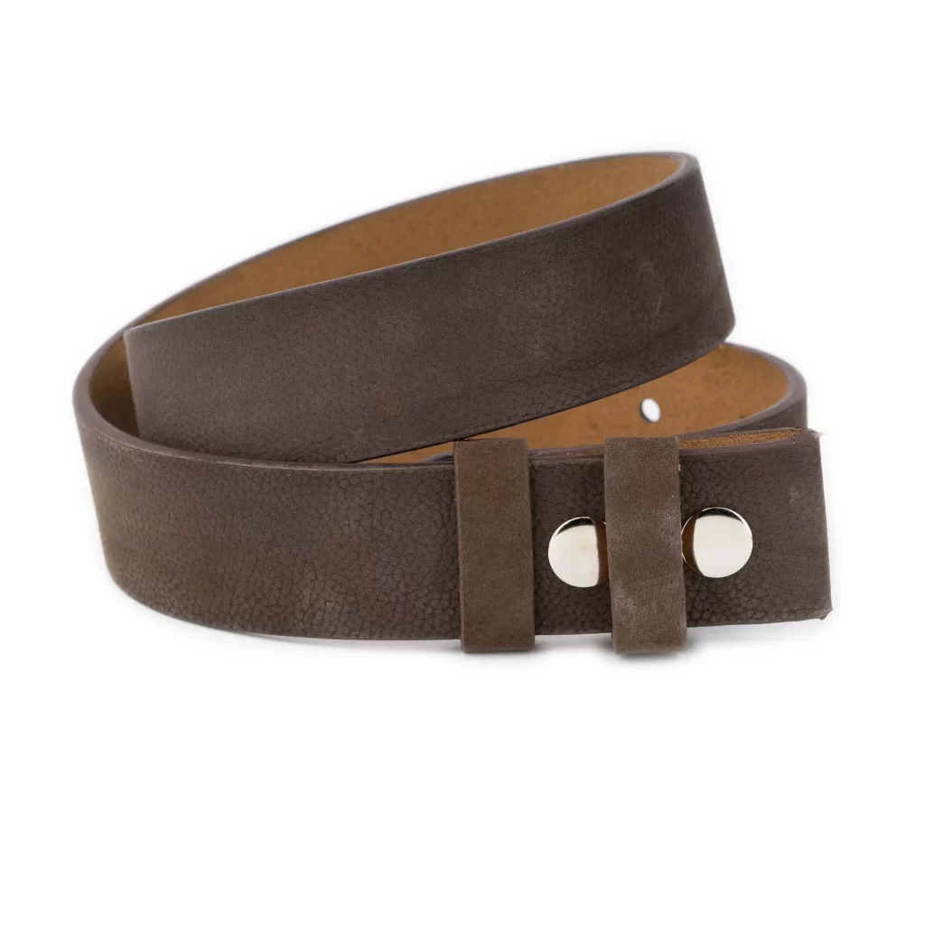 Brown Snap Belt Nubuck Leather - LeatherBeltsOnline