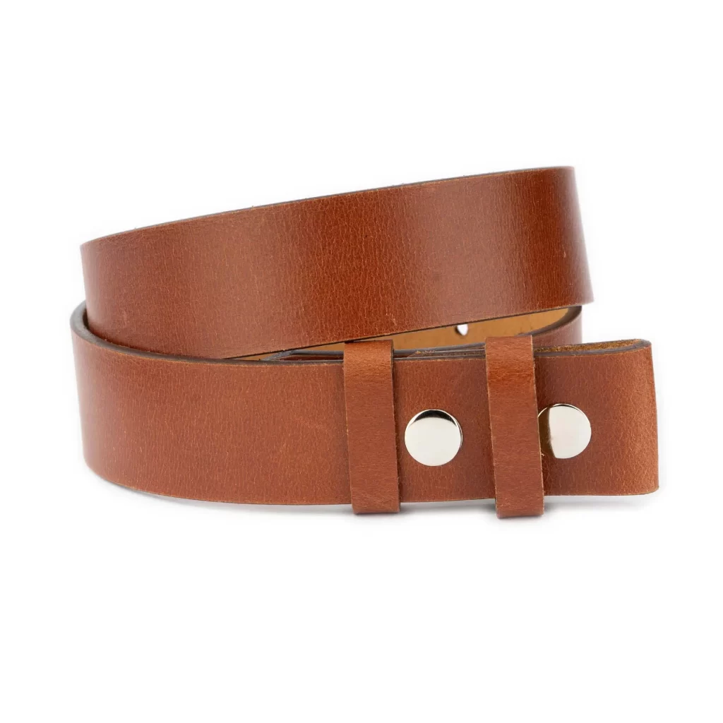 Cognac Snap Belt Veg Tanned Leather - LeatherBeltsOnline