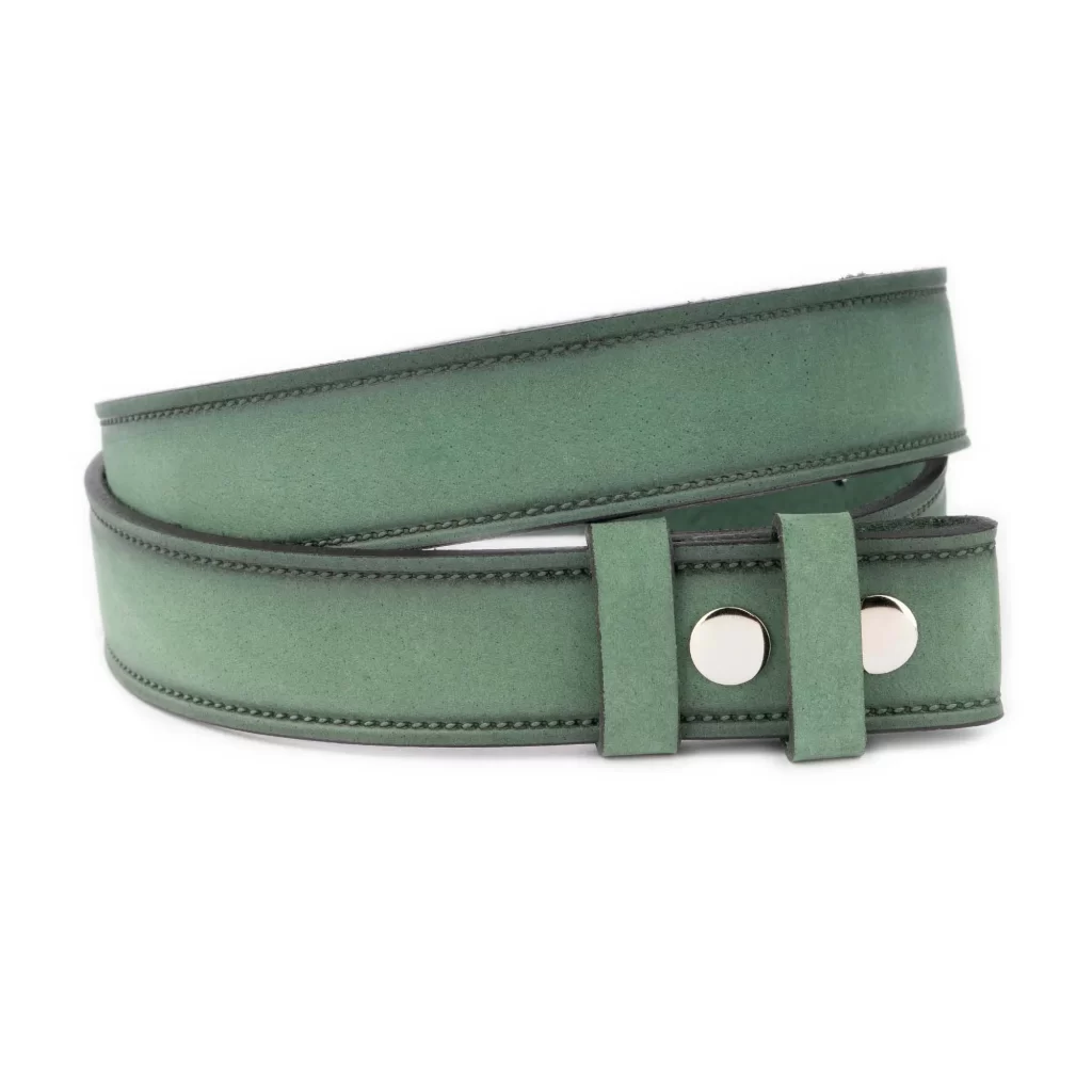 Emerald Green Snap Belt Nubuck Leather - LeatherBeltsOnline