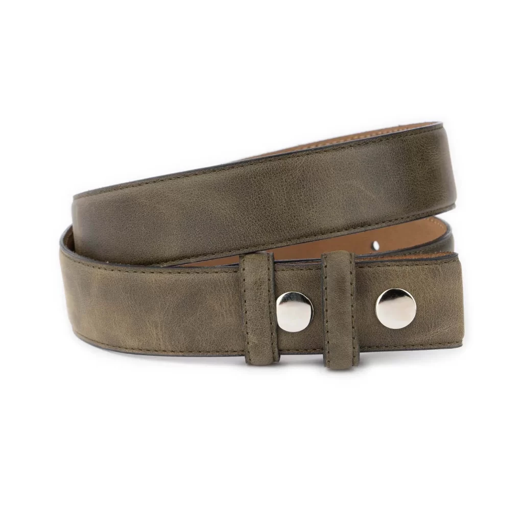Olive Green Snap Belt Genuine Leather - LeatherBeltsOnline