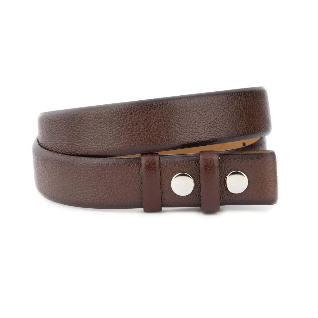 Buy Brown Leather Belt For Changeable Buckle With Snap Buttons ...