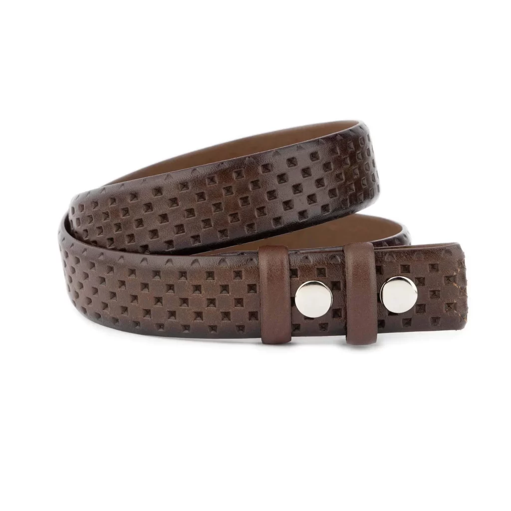 Buy Mens Dark Brown Belt With Snap Buttons Laser Cut Leather ...