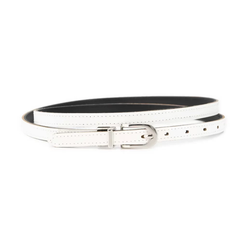 Buy White Womens Reversible Belt Skinny Silver Buckle ...