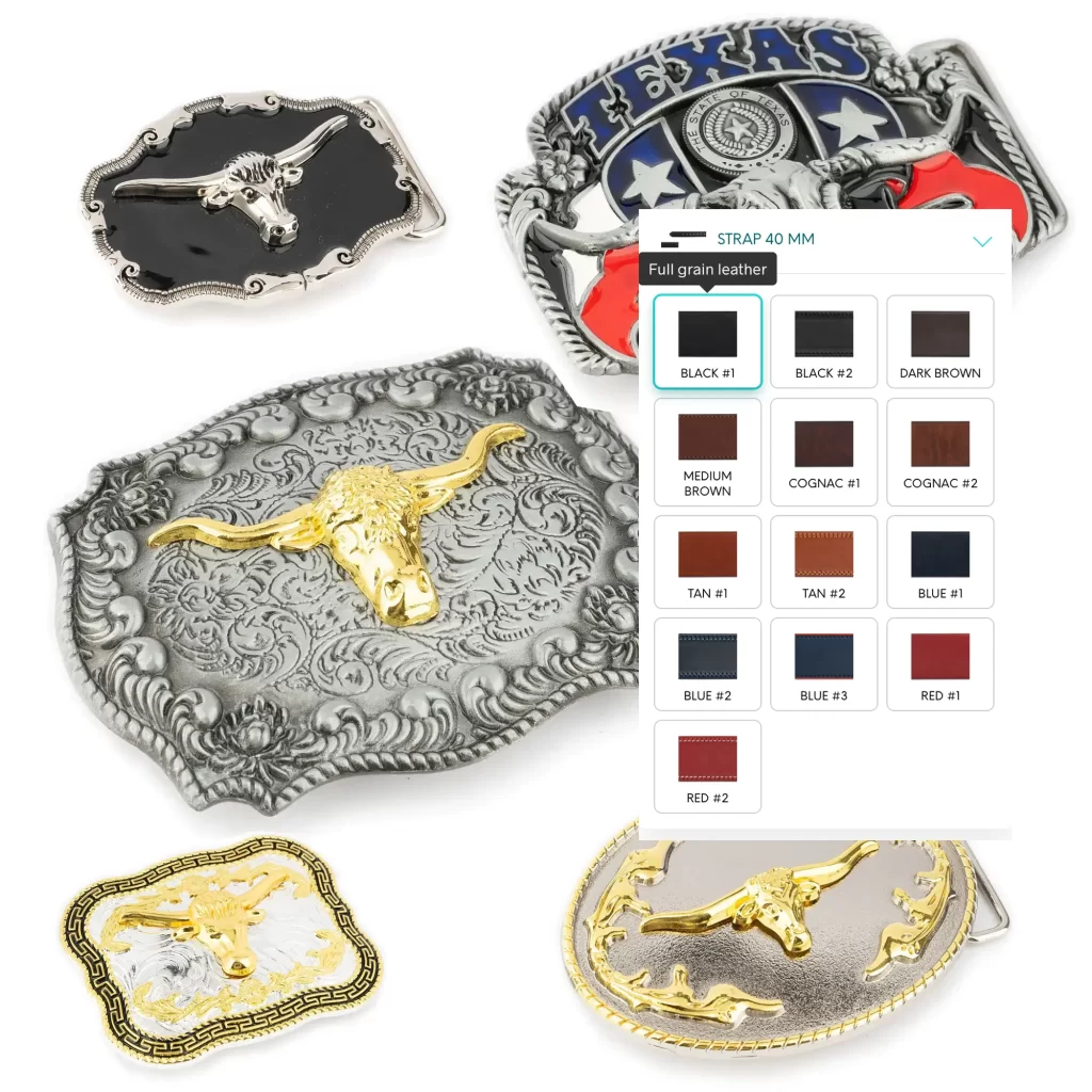 Design Custom Longhorn Buckle Leather Belt - LeatherBeltsOnline