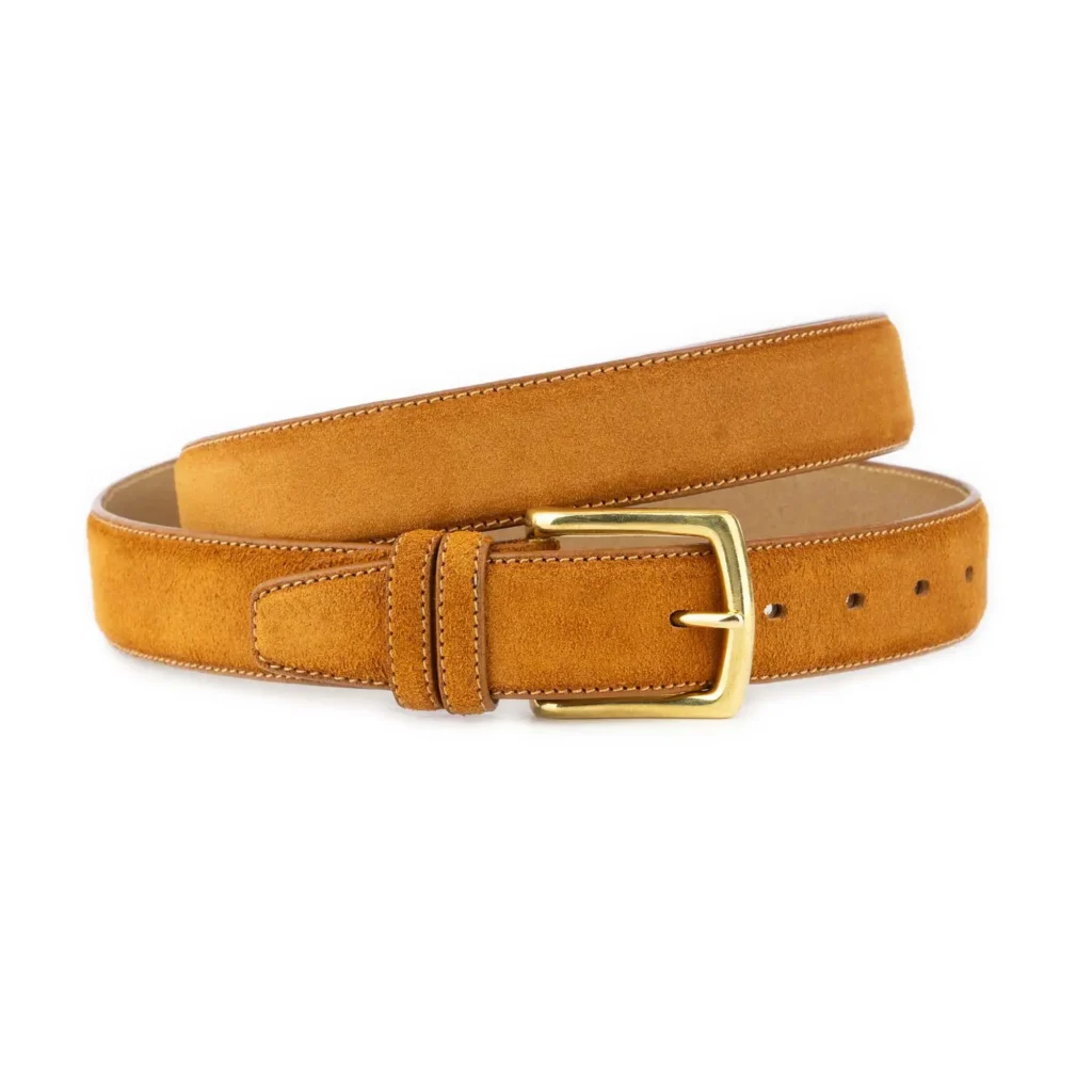 Buy Camel Suede Belt - Solid Brass Buckle - LeatherBeltsOnline.com