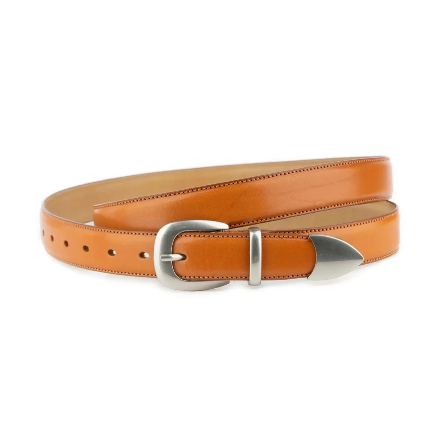 Buy Light Tan Western Belt With 3 Piece Silver Buckle ...